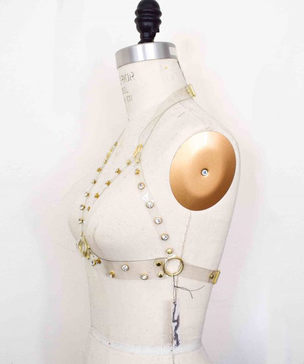 Tina Clear Vinyl Rhinestone Harness Bra | LoveLornLingerie