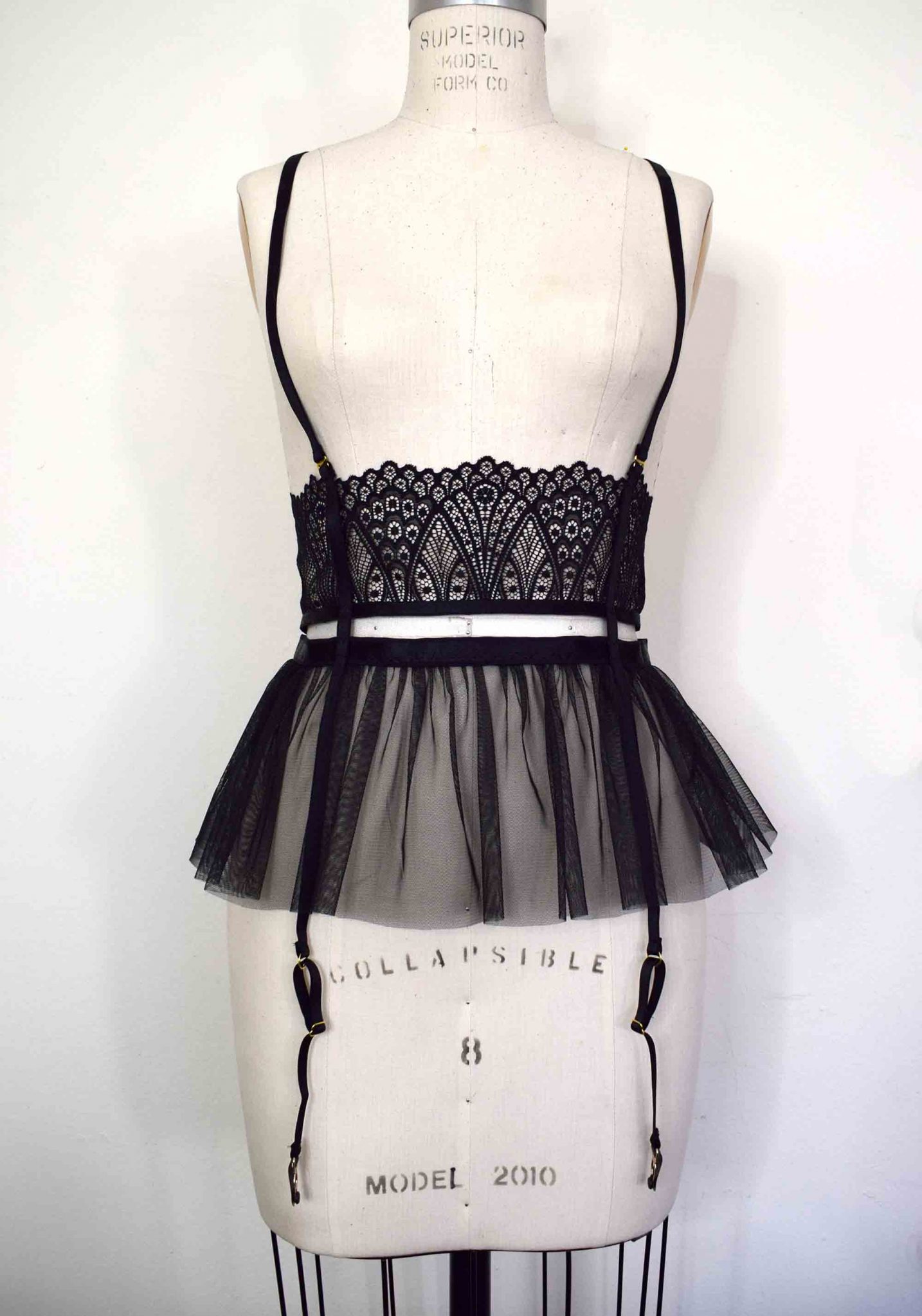 Moira Lace and Tulle Garter Belt Harness | LoveLornLingerie