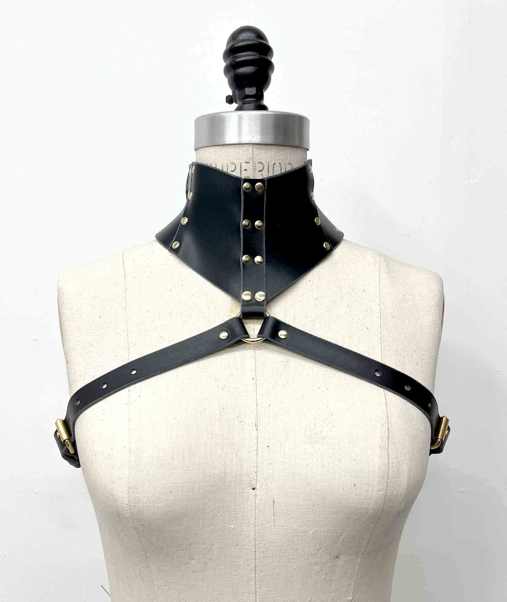 Stigma Black Leather Posture Collar Harness | LoveLornLingerie