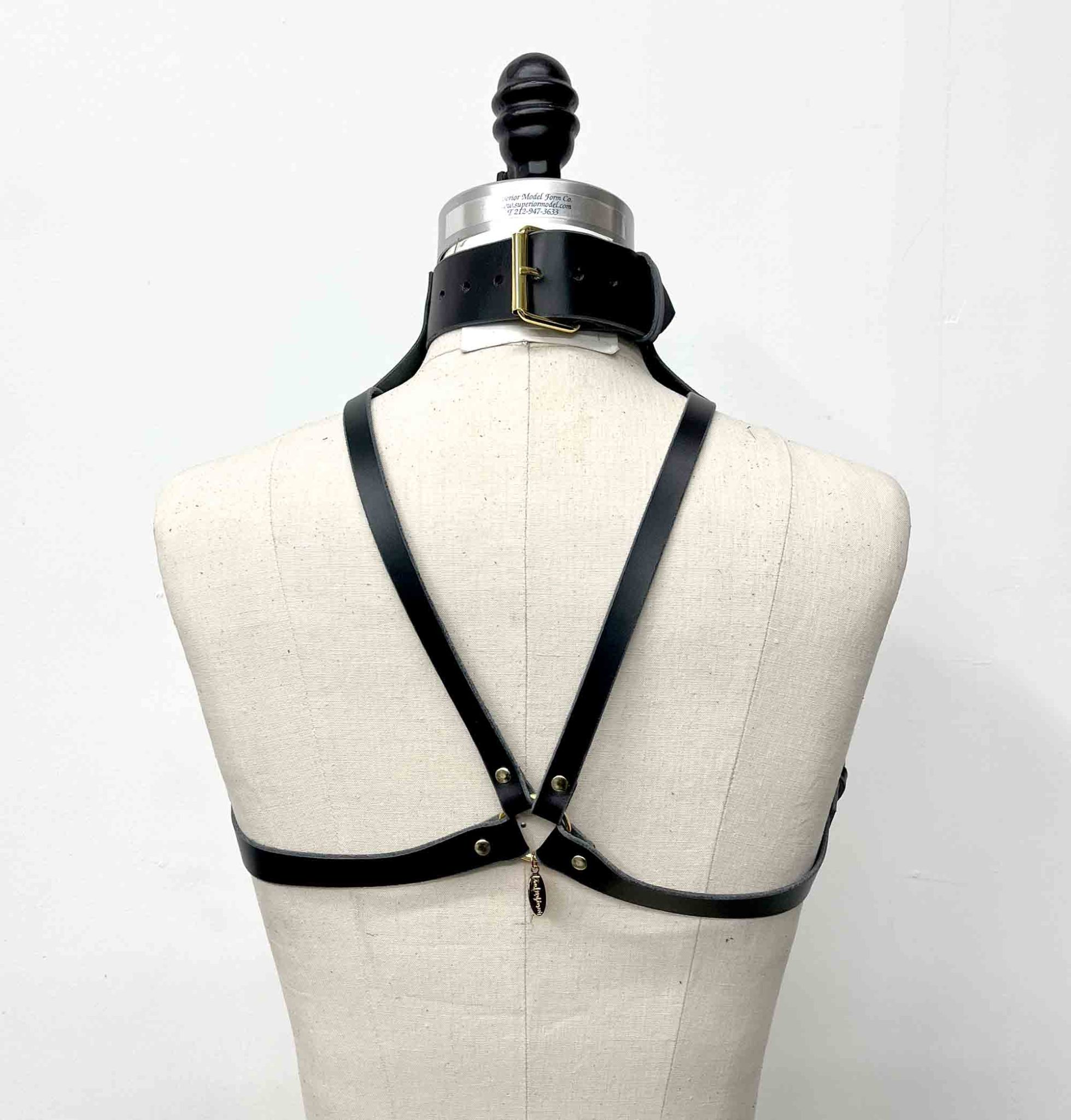 Stigma Black Leather Posture Collar Harness | LoveLornLingerie