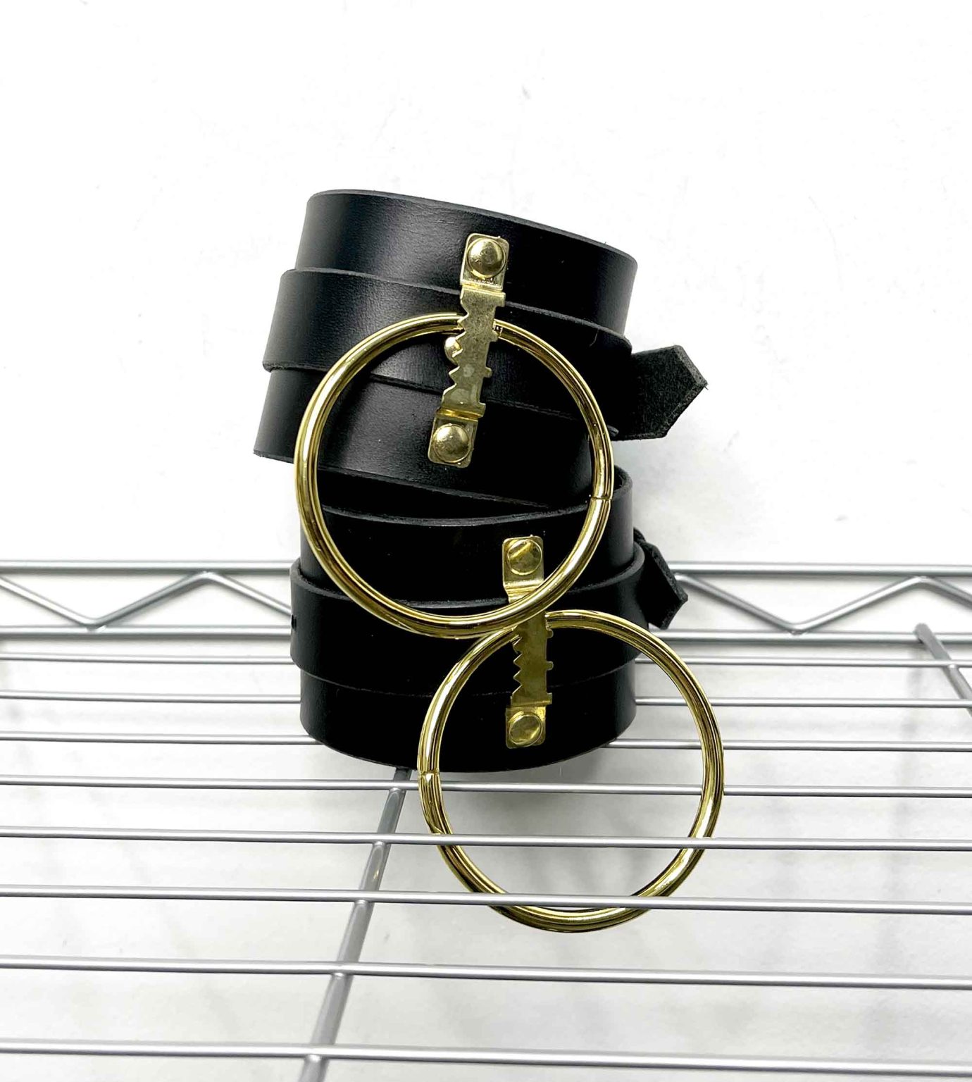 Gigi Classic Wide Leather Cuffs with O Ring | LoveLornLingerie